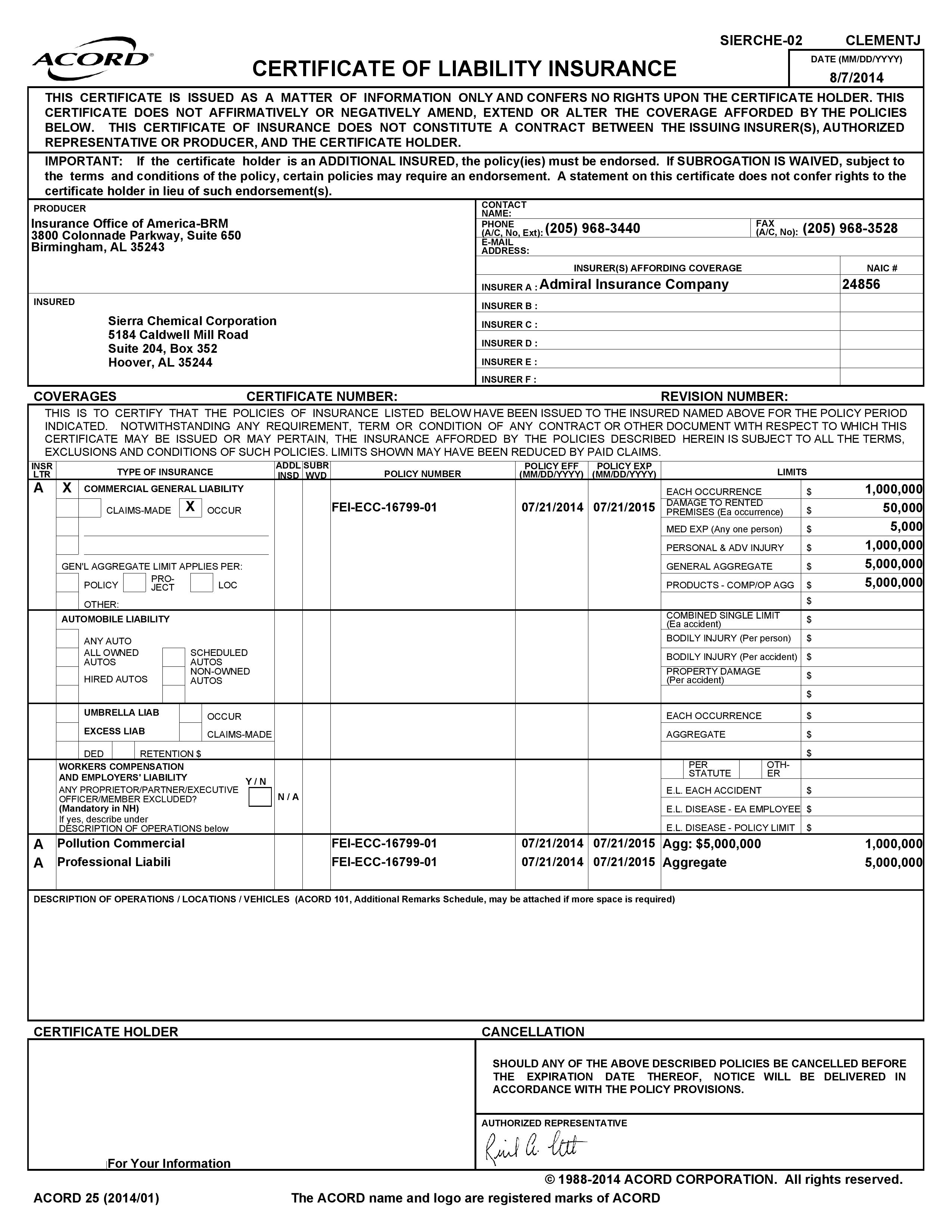 Sierra Chemical Disposal Solutions » Licensing